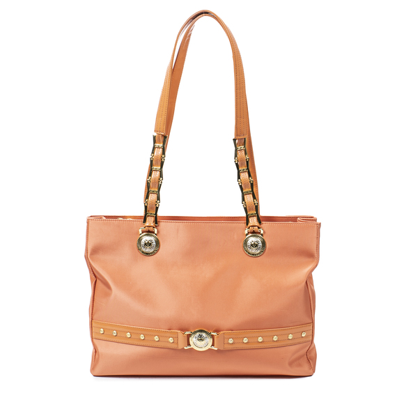Versace | Bags | Versace Gianni Medium Tote In Orange Nylon Canvas ...
